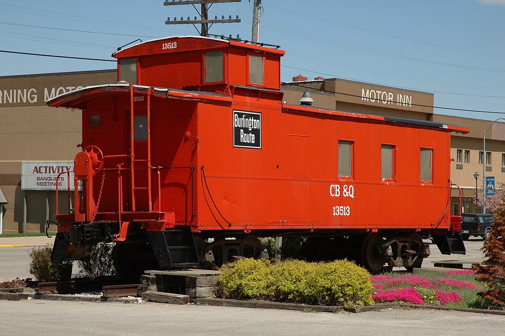 CB&Q 13513, 3-Window Steel Rivited Caboose, NE-10, on display
